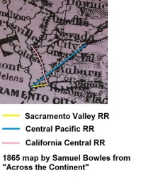 1865 map of California and the U.S. unfolded